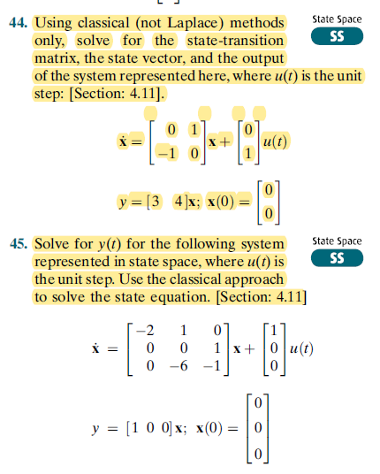Solved SS 44. Using classical (not Laplace) methods State | Chegg.com