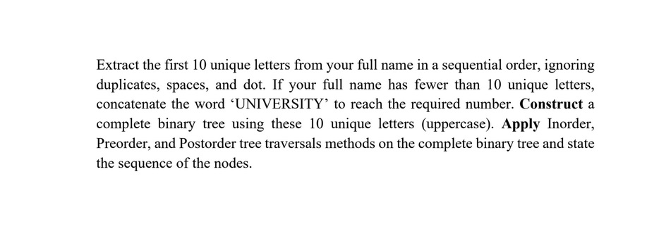 Solved Extract the first 10 ﻿unique letters from your full | Chegg.com