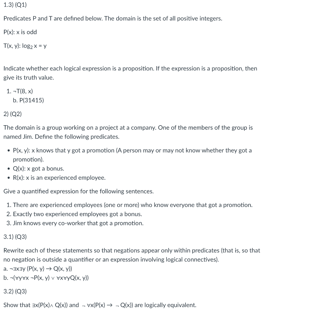 Solved The domain for this question is the set {a,b,c,d,e}. | Chegg.com