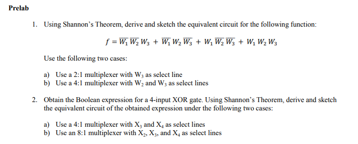 Solved Prelab 1. Using Shannon's Theorem, derive and sketch | Chegg.com