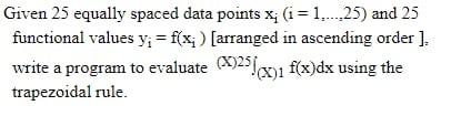 Solved Given 25 equally spaced data points x; (i = 1, .25) | Chegg.com