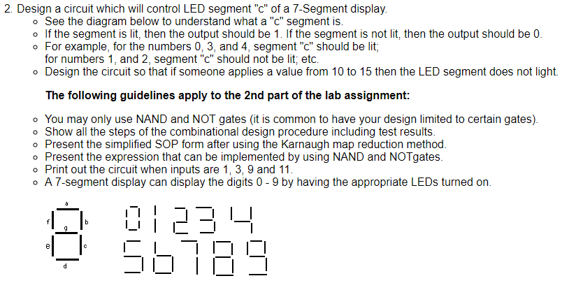 Solved 2, Design a circuit which will control LED segment"c" | Chegg.com