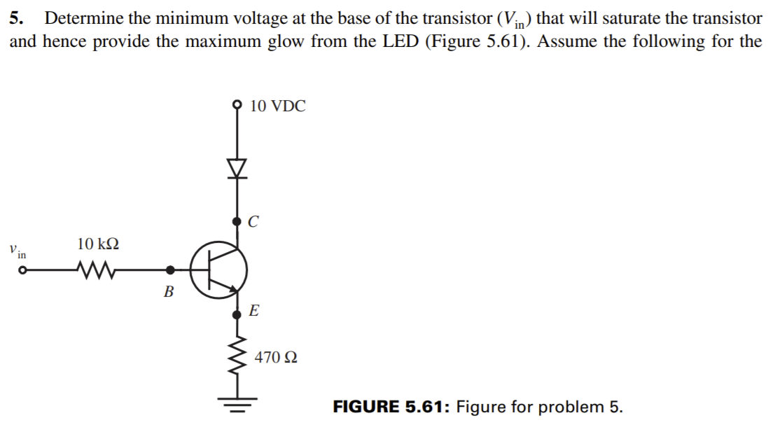 Solved 5. Determine the minimum voltage at the base of the | Chegg.com