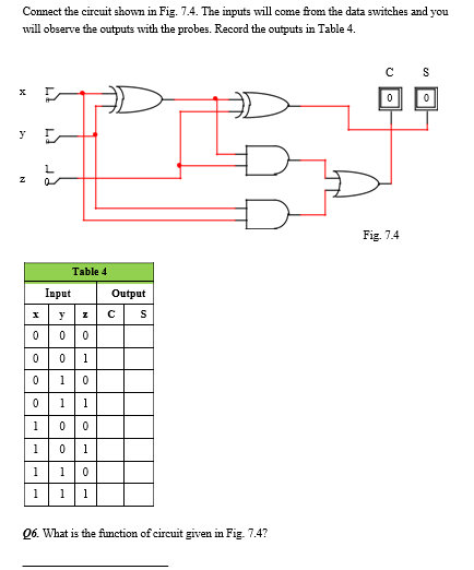 Solved Connect the circuit shown in Fig. 7.4. The inputs | Chegg.com