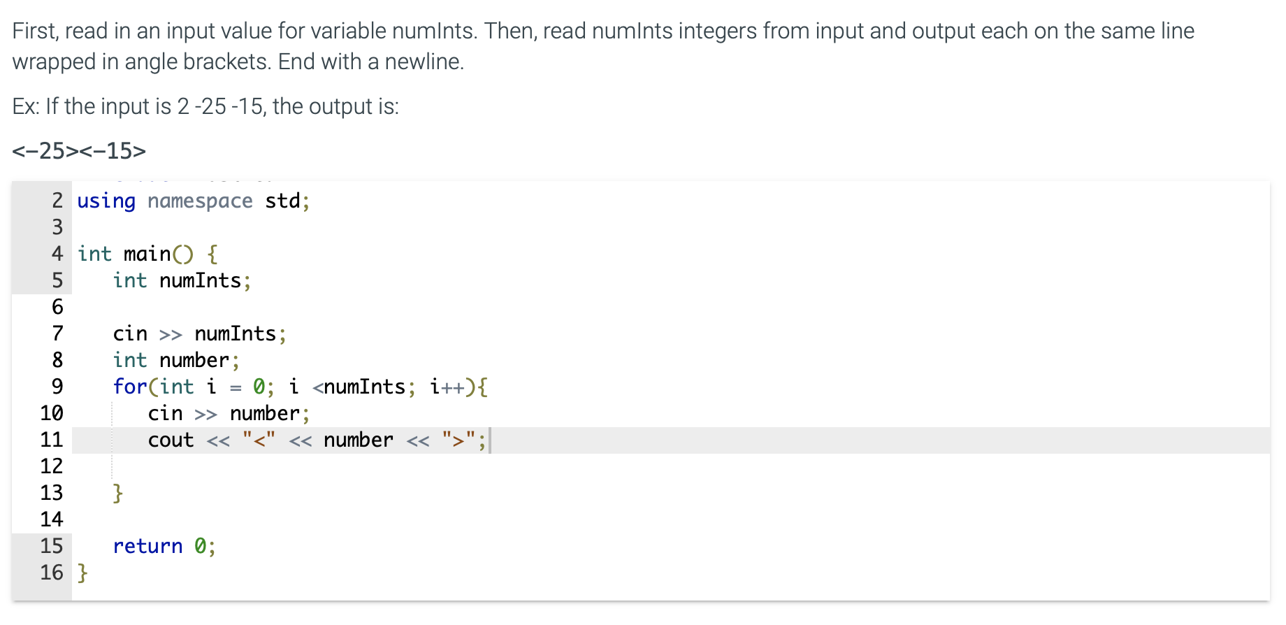 Solved First Read In An Input Value For Variable Numlnts Chegg