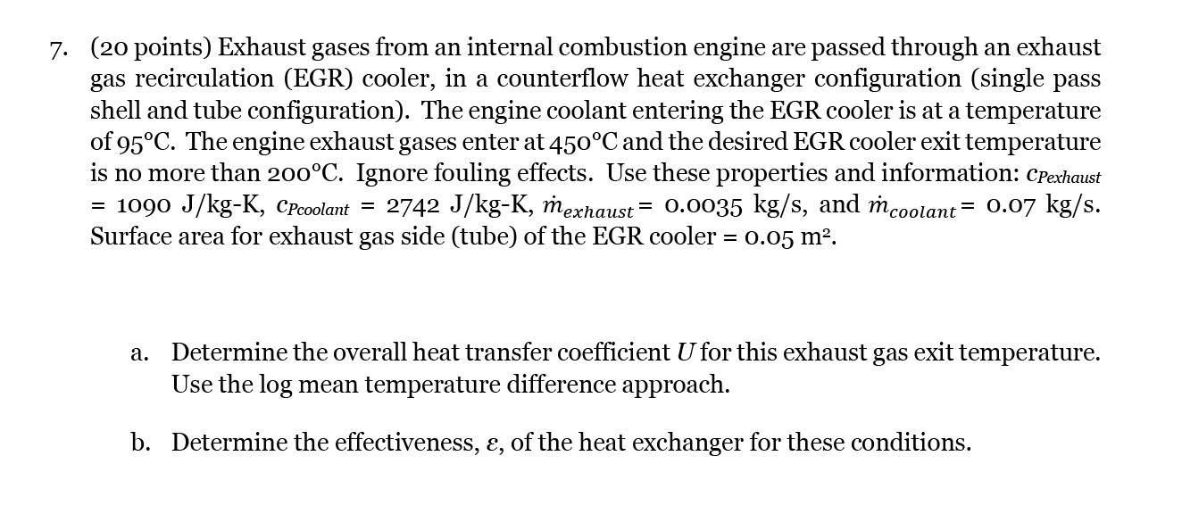 Solved 7. (20 points) Exhaust gases from an internal | Chegg.com