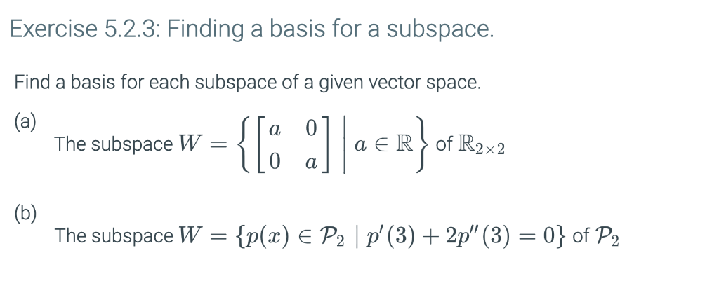 Solved Exercise 5.2.3: Finding a basis for a subspace. Find | Chegg.com