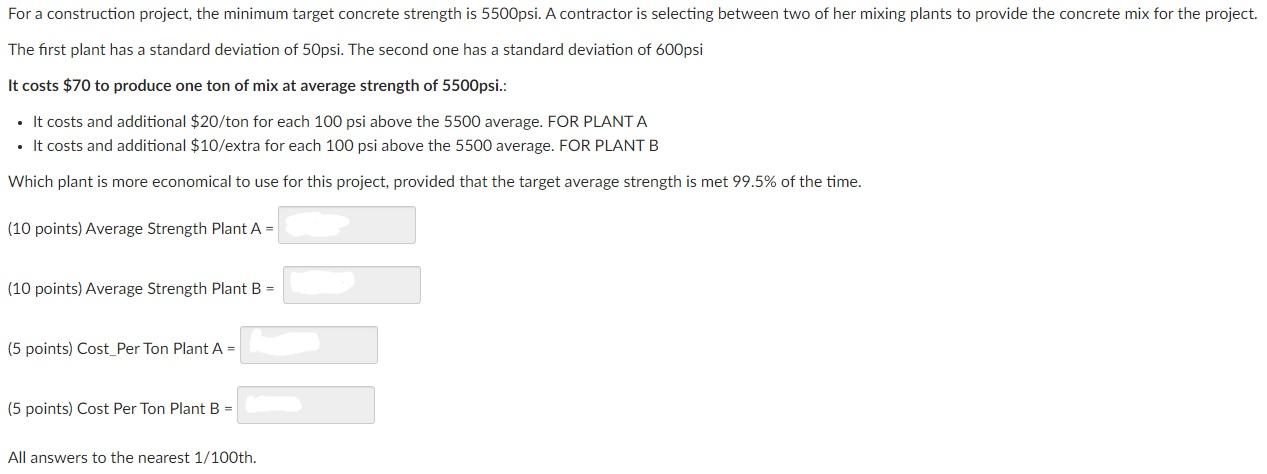Solved For a construction project, the minimum target | Chegg.com