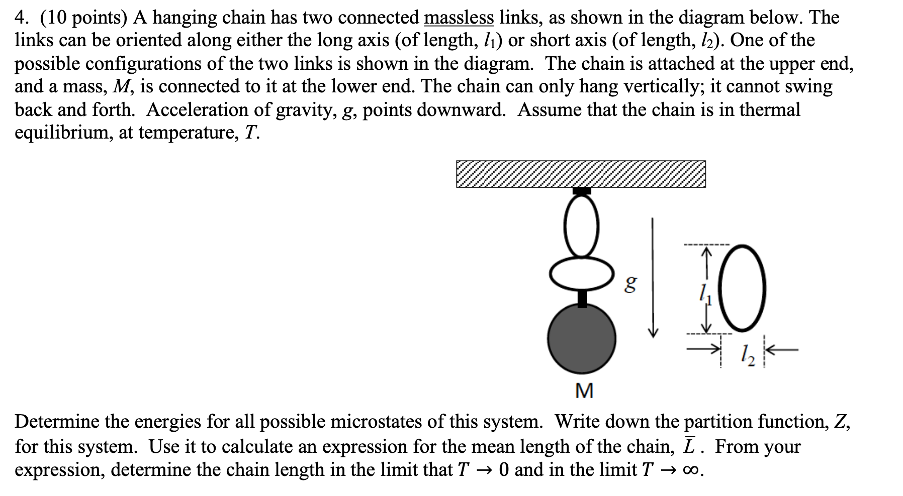 Solved 4. (10 points) A hanging chain has two connected | Chegg.com