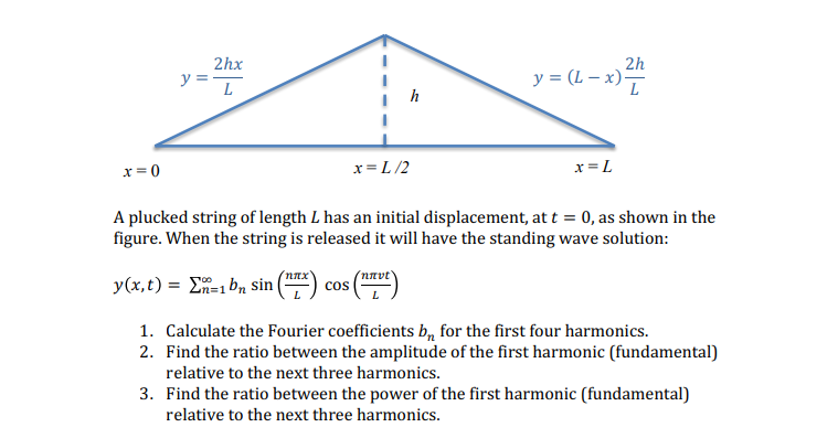 Solved 2hx y = L 2h y = (L - x) L 22 h x=0 x=L/2 x=L A | Chegg.com
