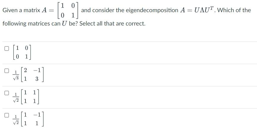 Solved 0 Given a matrix A= and consider the | Chegg.com