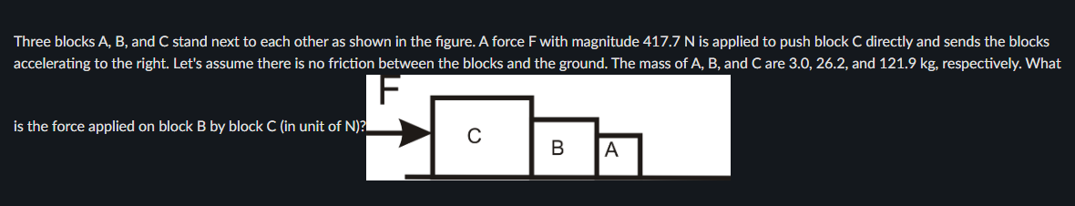 Solved Three blocks A, B, and C stand next to each other as | Chegg.com