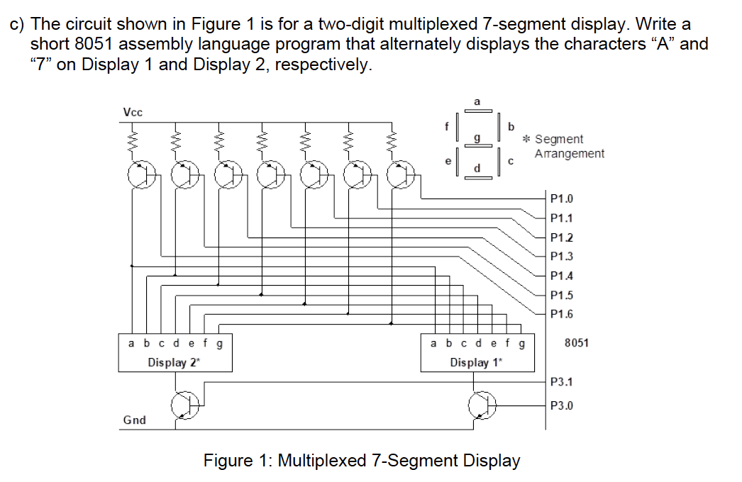 Solved c) The circuit shown in Figure 1 is for a two-digit | Chegg.com