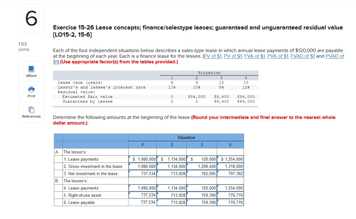 Solved Exercise 15-26 Lease concepts; finance/salestype | Chegg.com