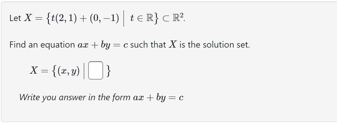 Solved Let X { X Y Z ∣x−2y−z −2}⊂r3 Find A Parametric