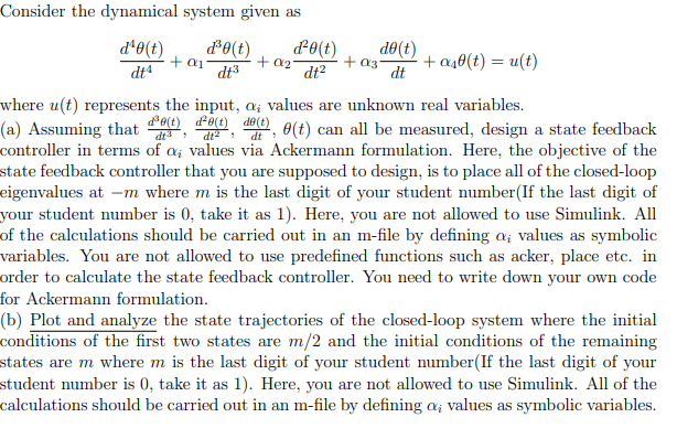 Solved Consider the dynamical system given as | Chegg.com