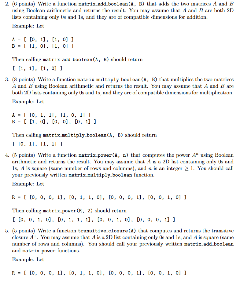 Solved This Lab Involves Writing Several Functions That 1960