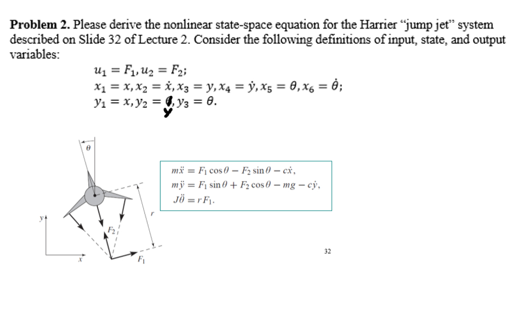 Solved Problem 2. Please derive the nonlinear state-space | Chegg.com