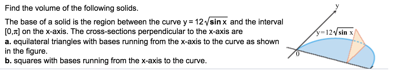 Solved у Find the volume of the following solids. The base | Chegg.com