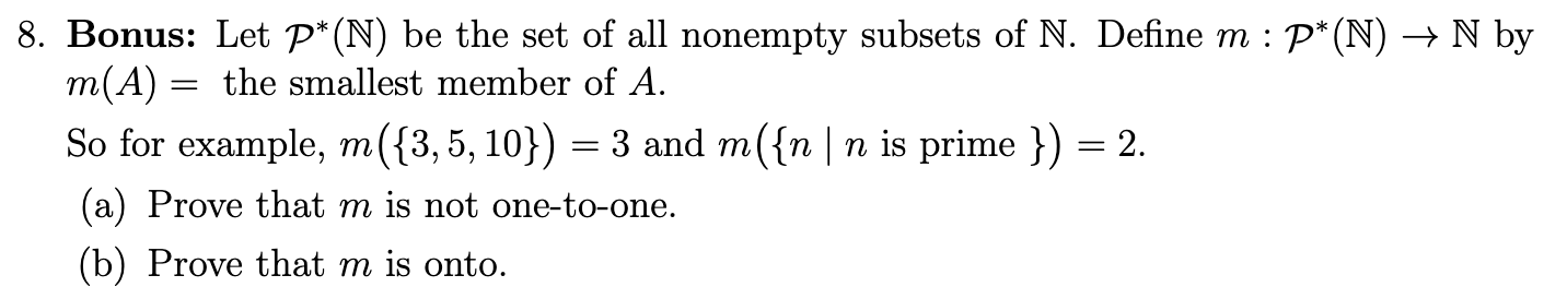Solved 8. Bonus: Let P∗(N) be the set of all nonempty | Chegg.com