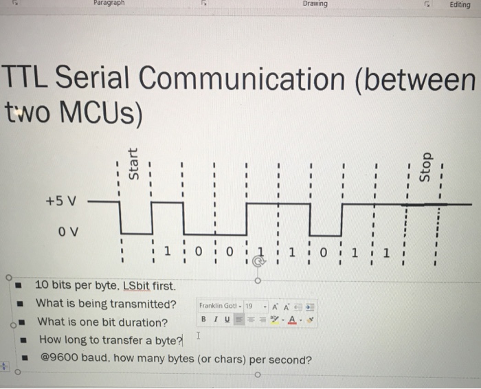 Solved Paragraph rEditing Drawing TTL Serial Communication | Chegg.com