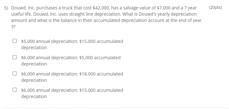 Solved Douwd, Inc. purchases a truck that cost $42,000, has | Chegg.com