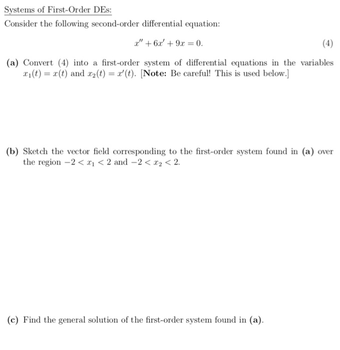 Solved Systems of First-Order DEs: Consider the following | Chegg.com