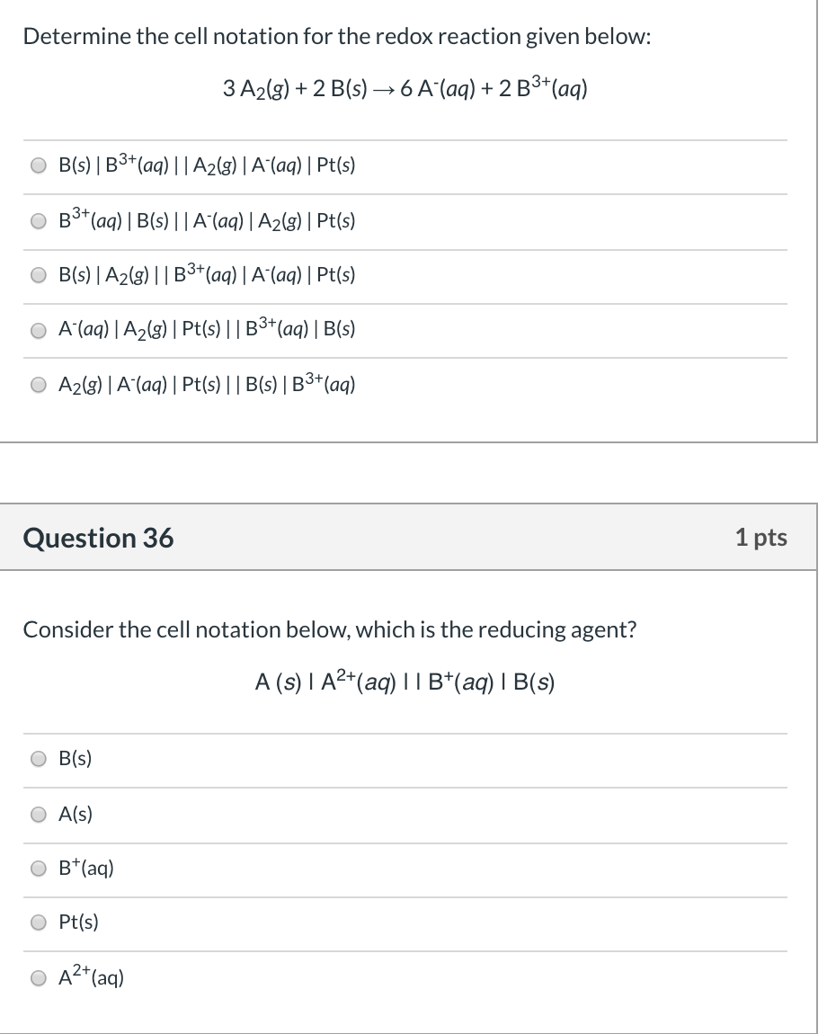 Solved Determine the cell notation for the redox reaction | Chegg.com