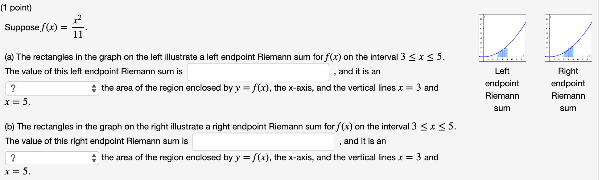Solved (1 point) Suppose f(x) = (a) The rectangles in the | Chegg.com