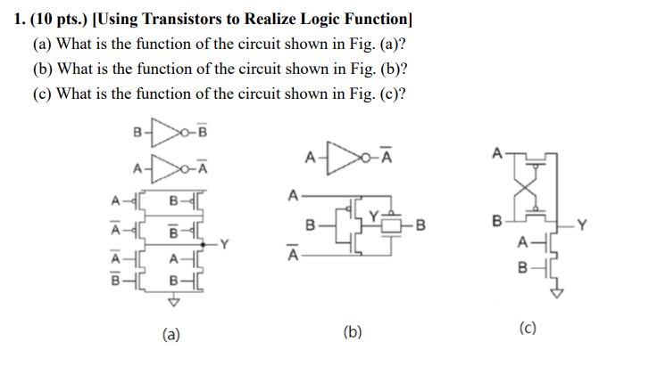 Solved 1. (10 pts.) [Using Transistors to Realize Logic | Chegg.com