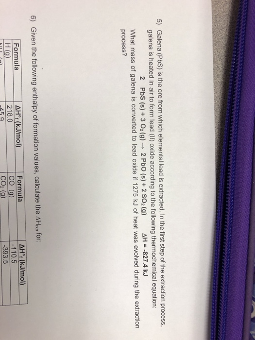 Solved Galena (PbS) is the ore from which elemental lead is | Chegg.com