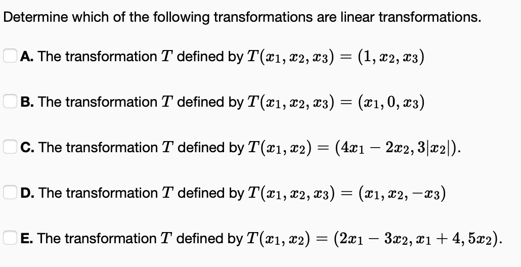 Solved Determine which of the following transformations are | Chegg.com