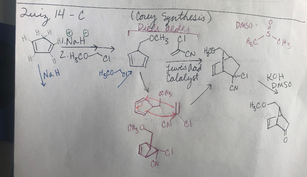 Solved uiz 14-( (Corey Synthesis) Diels Older OCH; çi DMSO i | Chegg.com
