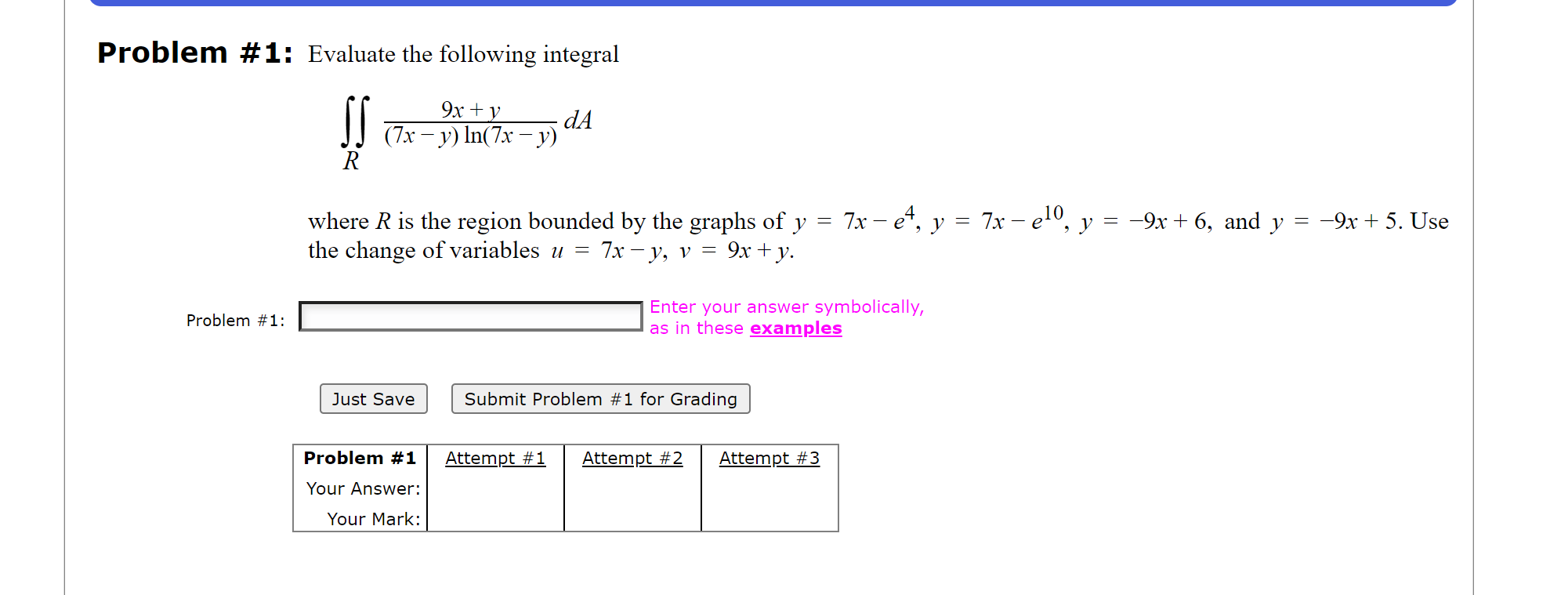 Solved Problem \# 1: Evaluate the following integral | Chegg.com