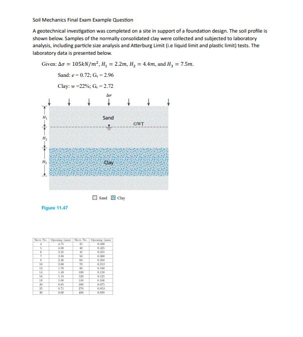 Solved Soil Mechanics Final Exam Example Question A | Chegg.com