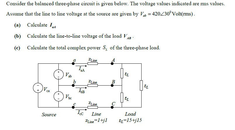 Solved Consider the balanced three-phase circuit is given | Chegg.com