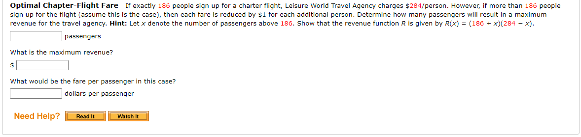 Solved Optimal Chapter-Flight Fare If exactly 186 people | Chegg.com