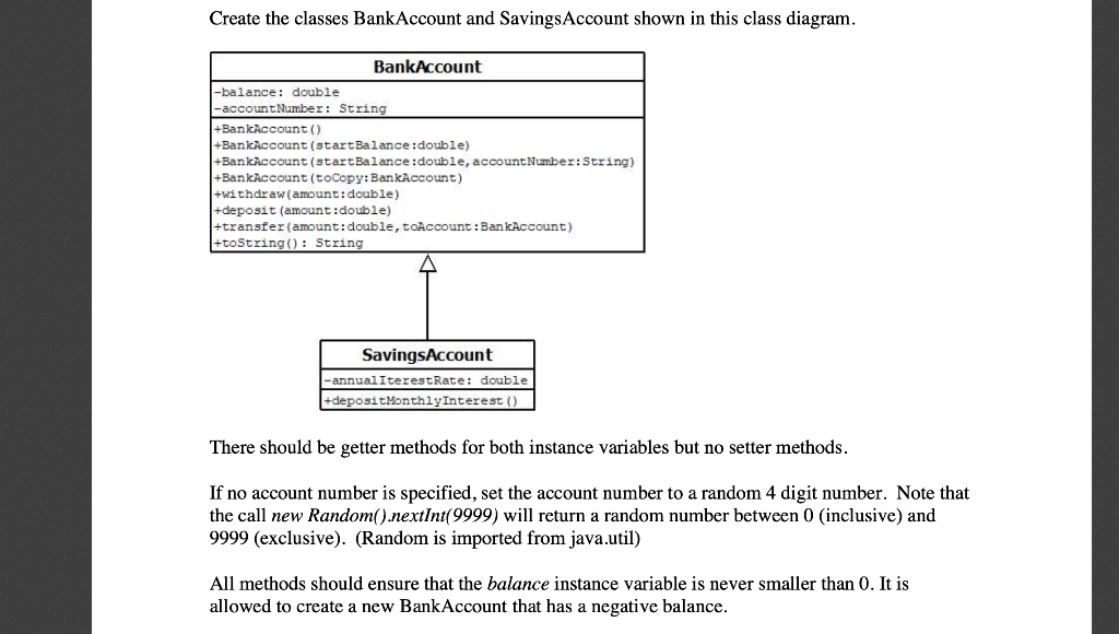 Solved Create the classes Bank Account and Savings Account | Chegg.com