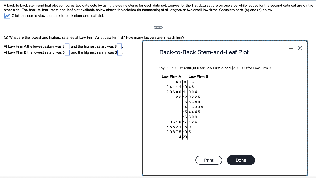 Solved A back-to-back stem-and-leaf plot compares two data | Chegg.com