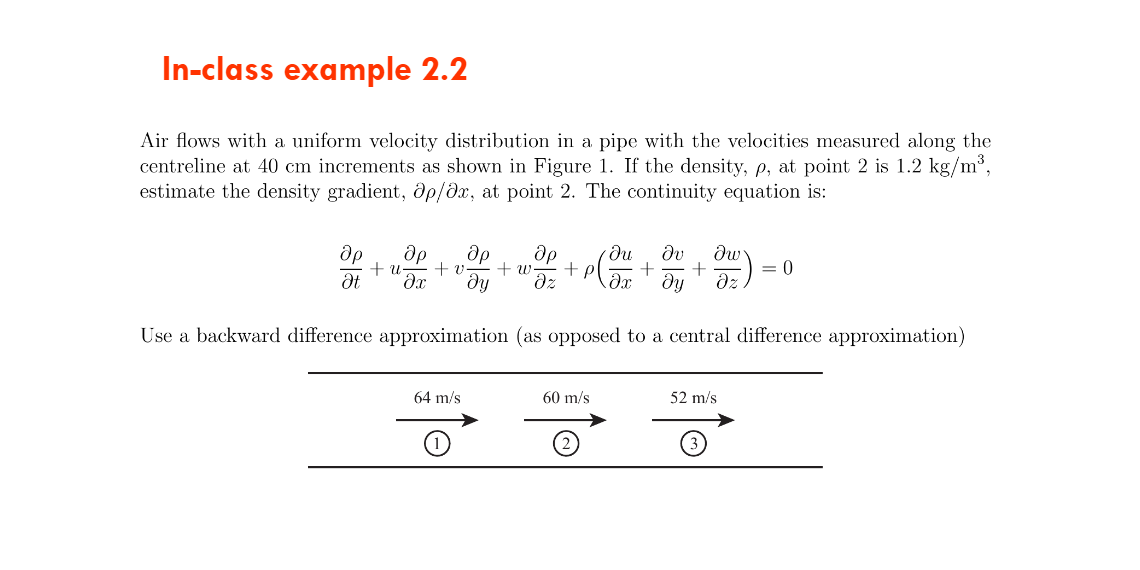 Solved In-class example 2.2 Air flows with a uniform | Chegg.com