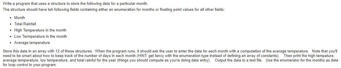 Solved Write a program that uses a structure to store the | Chegg.com