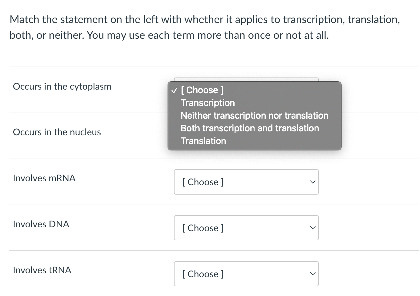 Solved Match the statement on the left with whether it | Chegg.com