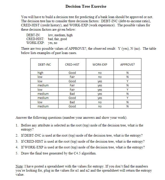 Solved You will have to build a decision tree for predicting | Chegg.com