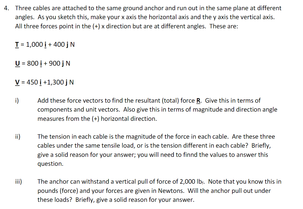Solved Three cables are attached to the same ground anchor | Chegg.com