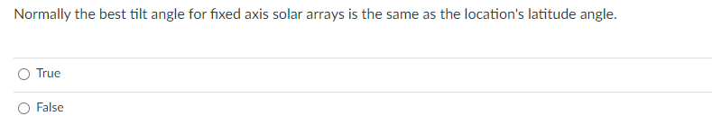 Solved Normally the best tilt angle for fixed axis solar | Chegg.com