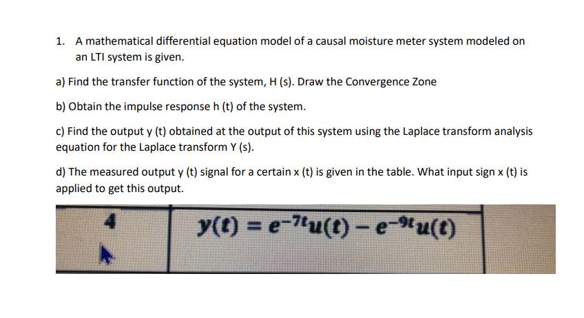 Solved 1. A mathematical differential equation model of a | Chegg.com