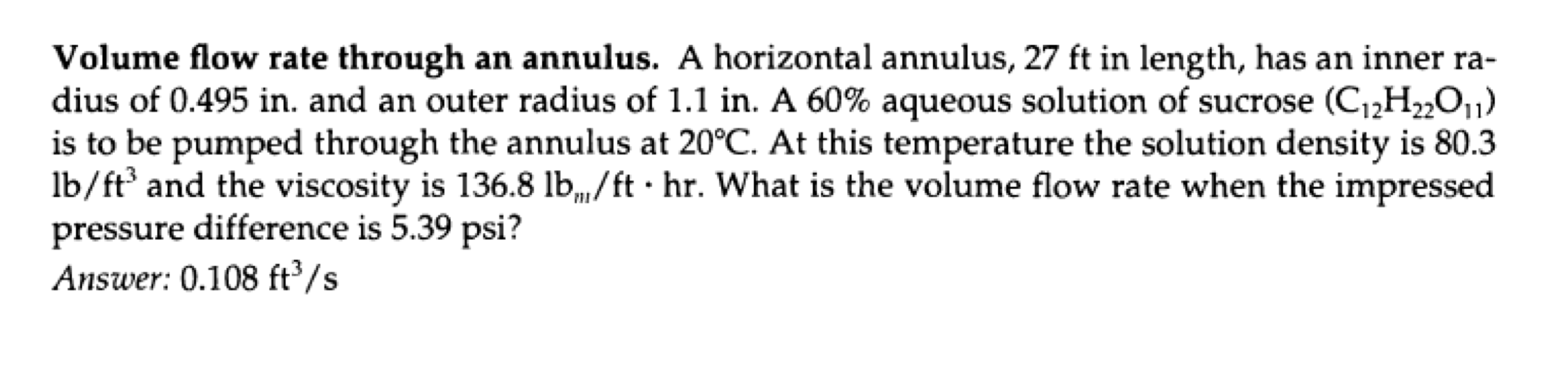 Solved Volume flow rate through an annulus. A horizontal | Chegg.com