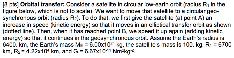 Solved [8 pts] Orbital transfer: Consider a satellite in | Chegg.com