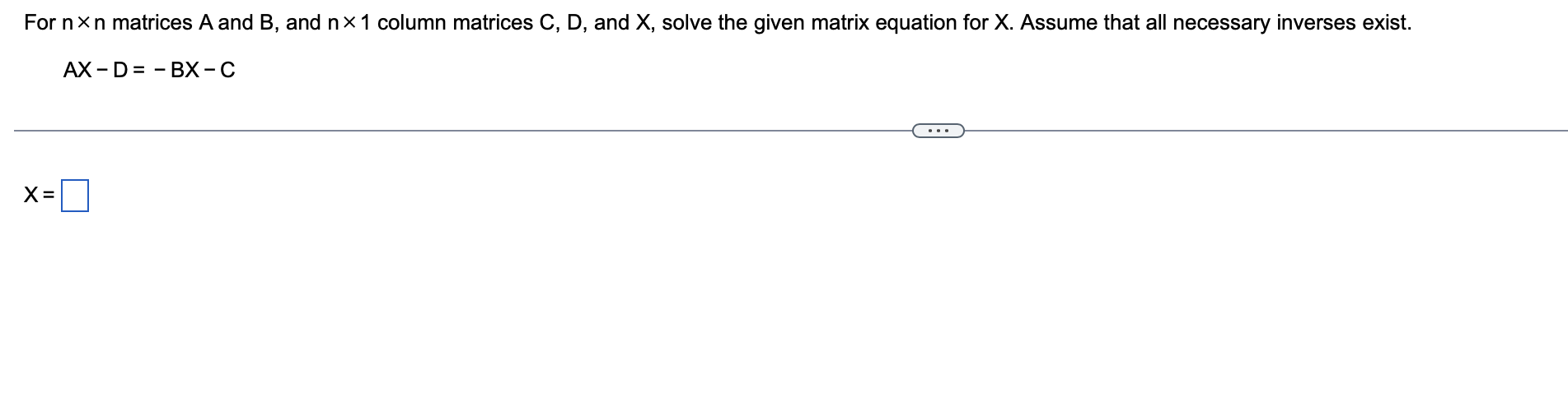 Solved For n×n matrices A and B, and n×1 column matrices | Chegg.com