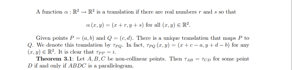 Solved: A Function α : R2 R2 Is A Translation If There Are... | Chegg.com